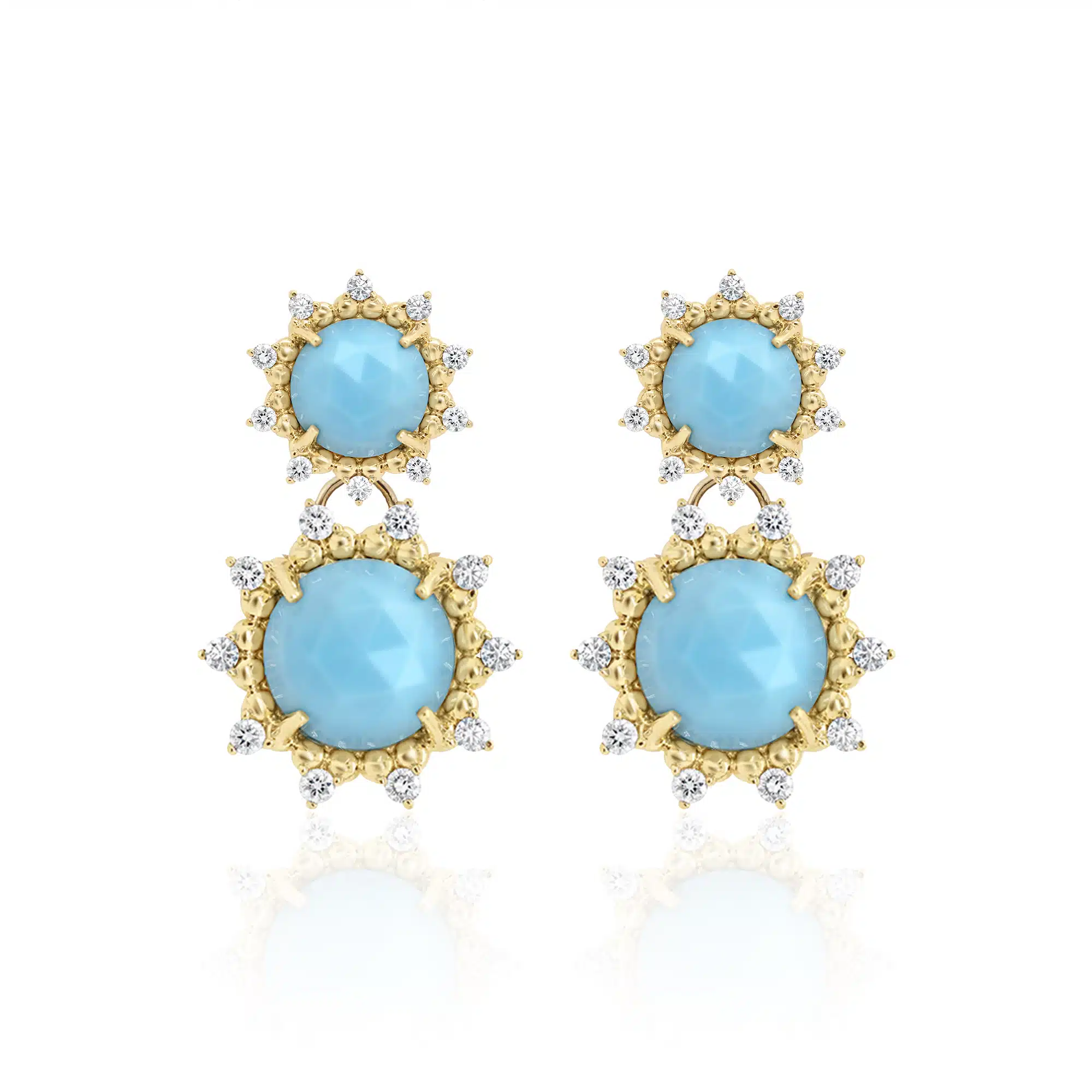 Turquoise Sunburst Diamond Convertible Earrings – Kathryn Elyse